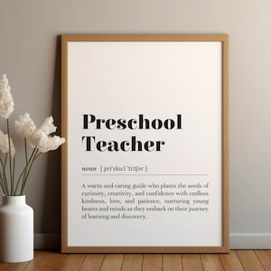 Preschool Teacher Definition Print/instant Download/pre-k Teacher Gift ...