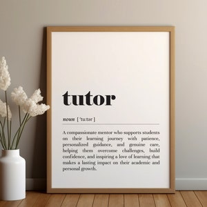 Tutor Definition Poster Print/instant Download/gift for Teacher/tutor ...