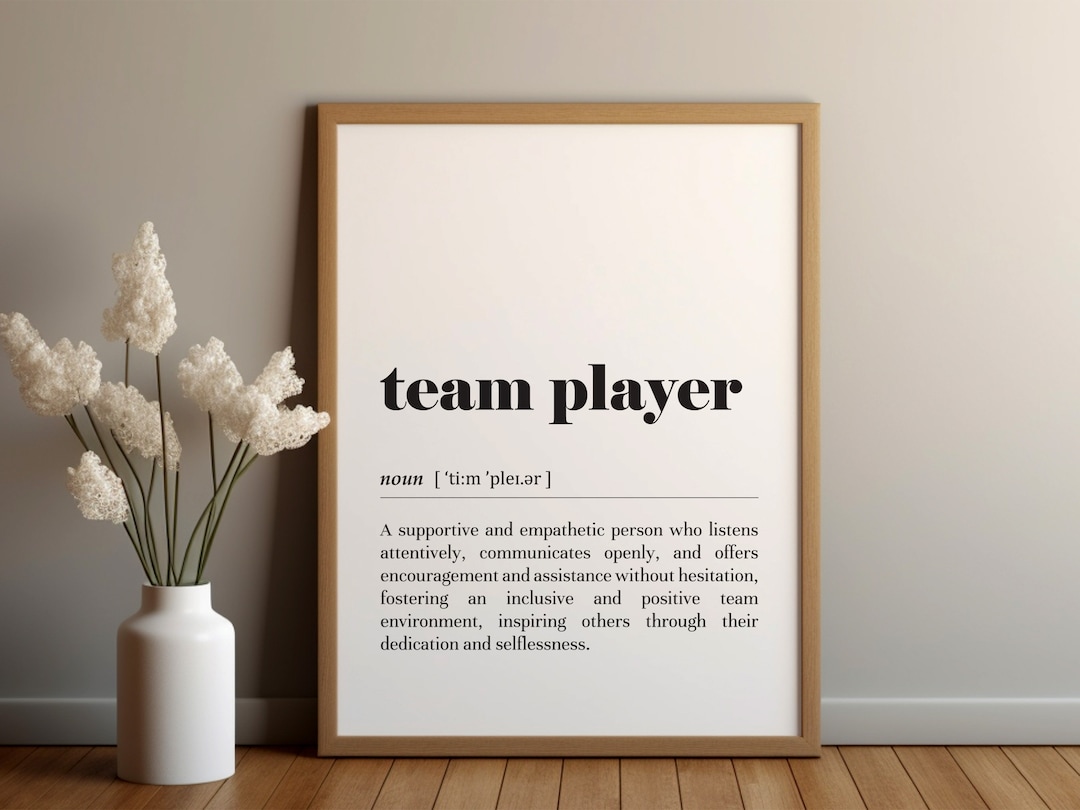Team Player Definition Print: Minimalist Typography Poster (digital ...