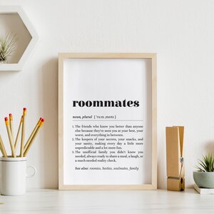 Roommates Definition Poster Print/instant Download/gift for Roommate ...