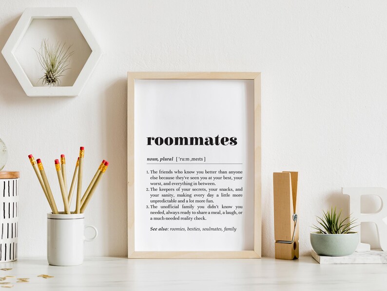 Roommate Definition Print: Minimalist Dorm Decor / Gift for Roommate ...