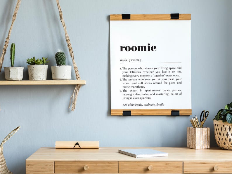 Roommate Definition Art Print: Minimalist Dorm Decor (digital Download ...