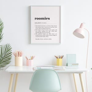 Roomies Definition Print: Dorm Room Decor Poster / College Roommate ...