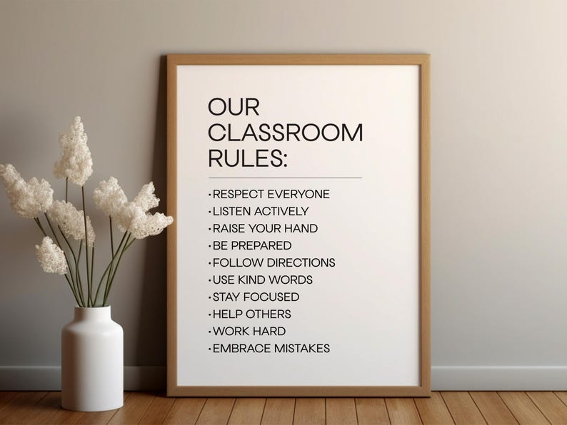 Classroom Rules Poster: Minimalist Typography Print (digital Download ...