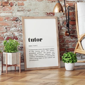 Tutor Definition Poster Print/instant Download/gift for Teacher/tutor ...