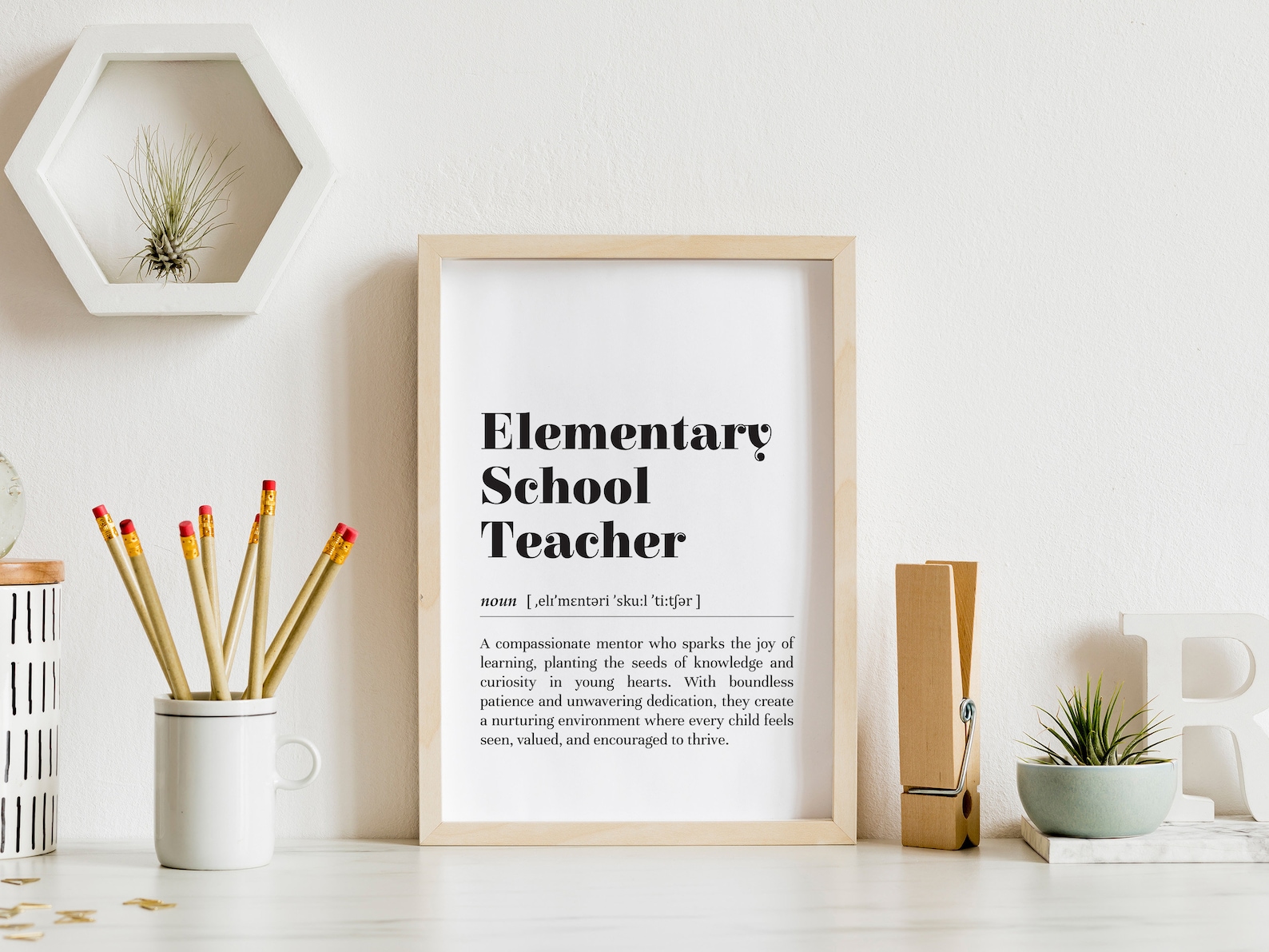 Elementary School Teacher Definition Print: Typography Classroom Decor ...