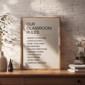 Classroom Rules Poster: Minimalist Typography Print (digital Download ...