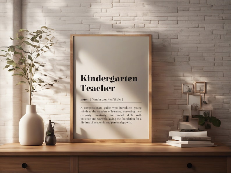 Kindergarten Teacher Definition Print: Minimalist School Classroom ...
