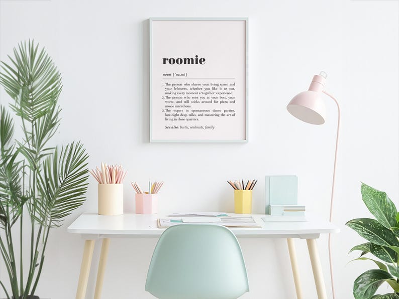 Roommate Definition Art Print: Minimalist Dorm Decor / Gift for ...