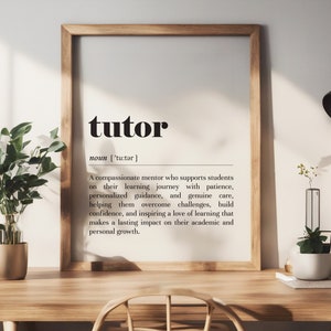 Tutor Definition Poster Print/instant Download/gift for Teacher/tutor ...