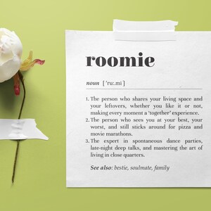 Roommate Definition Art Print: Minimalist Dorm Decor / Gift for ...