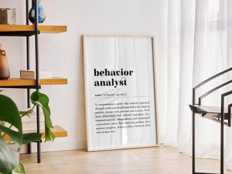 Behavior Analyst Definition Print: BCBA Therapist Office Decor ...