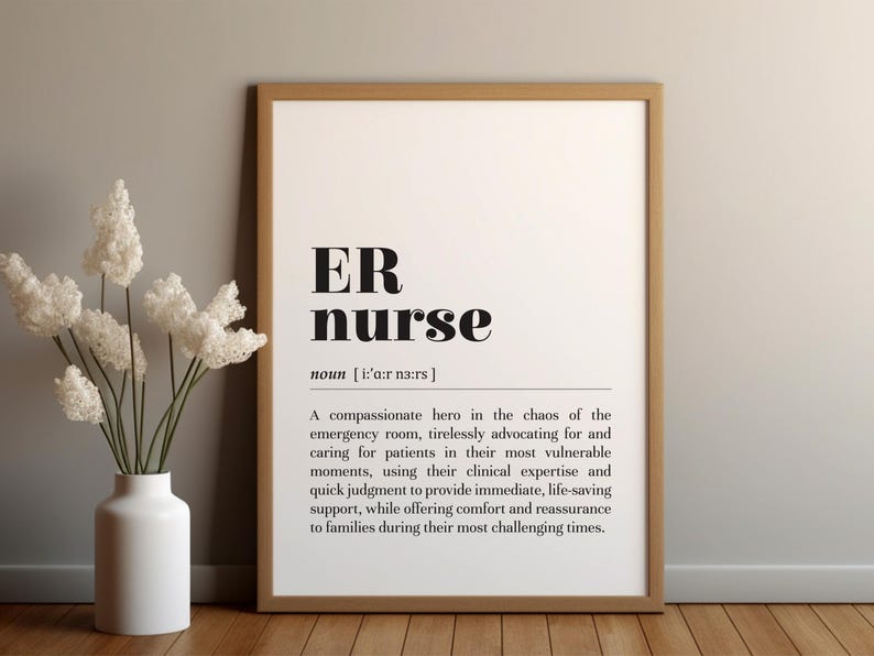 ER Nurse Definition Print: Typography Hospital Office Decor / Nurse ...
