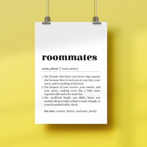 Roommates Definition Poster Print/instant Download/gift for Roommate ...