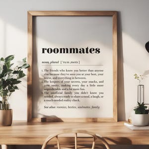 Roommates Definition Poster Print/instant Download/gift for Roommate ...