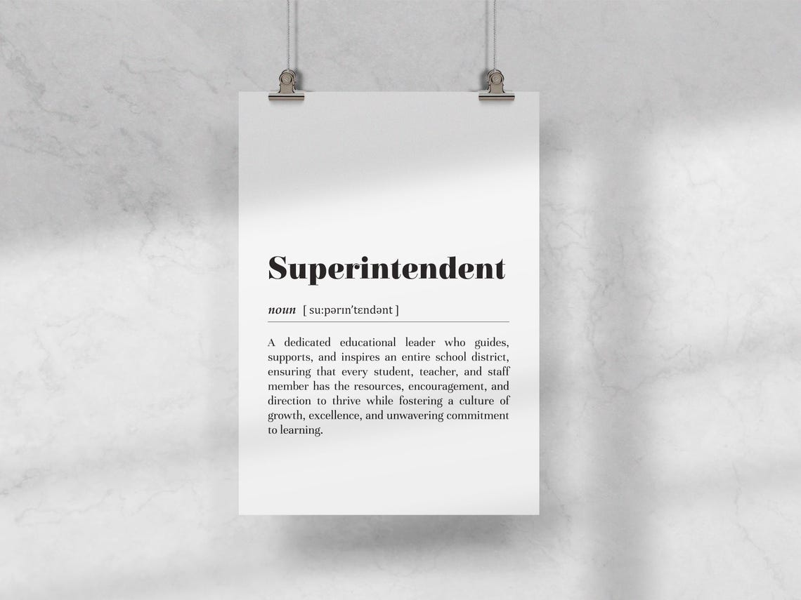 Superintendent Definition Print: Educational Leader Gift / School ...