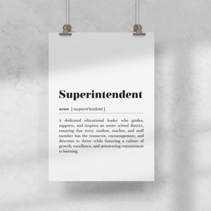 Superintendent Definition Print: Educational Leader Gift / School ...