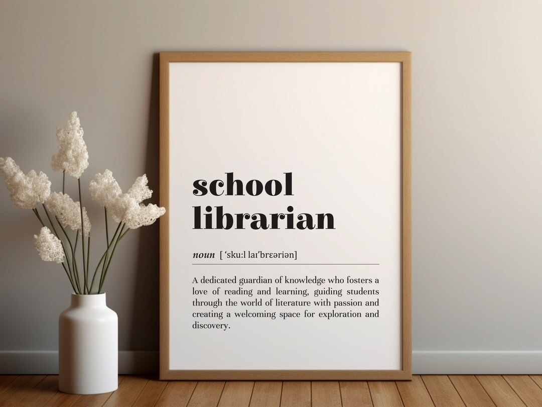 School Librarian Definition Print: Minimalist Library Wall Art (digital ...