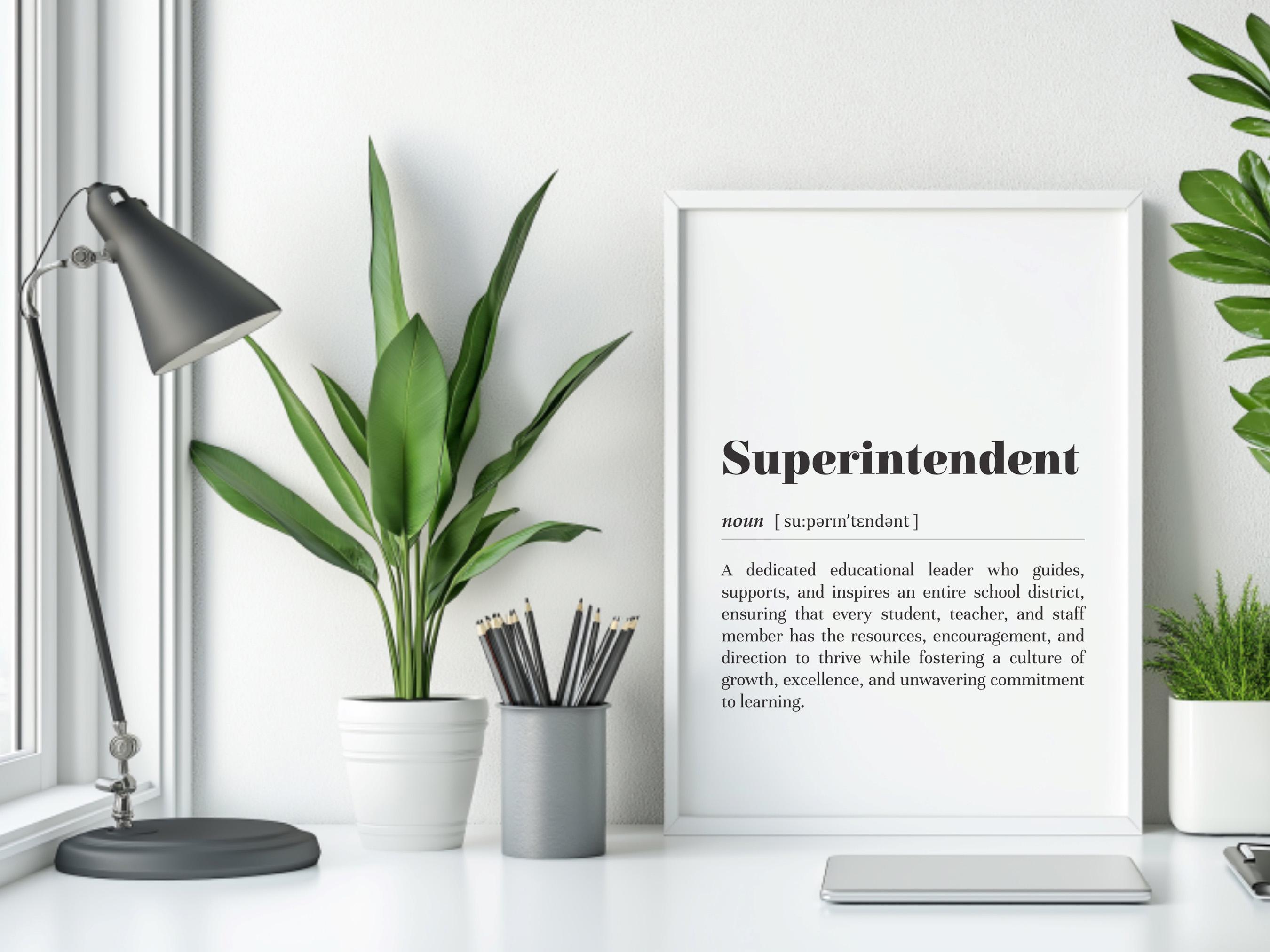 Superintendent Definition Print: Educational Leader Gift / School ...