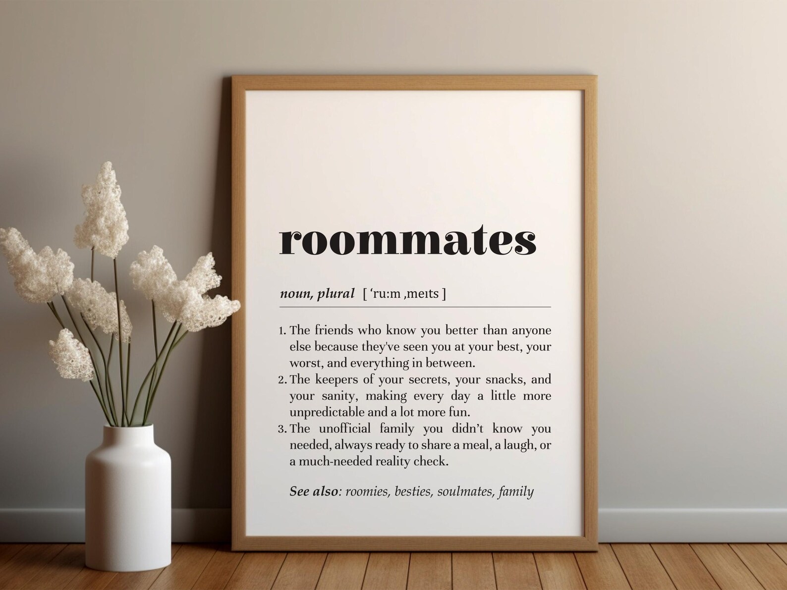 Roommates Definition Poster Print/instant Download/gift for Roommate ...