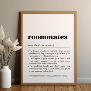 Roommates Definition Poster Print/instant Download/gift for Roommate ...