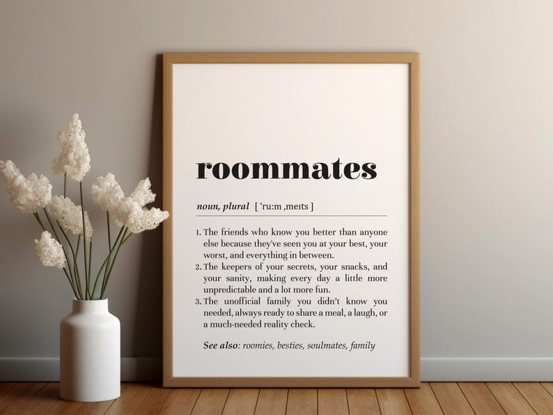 Roommates Definition Poster Print/instant Download/gift for Roommate ...