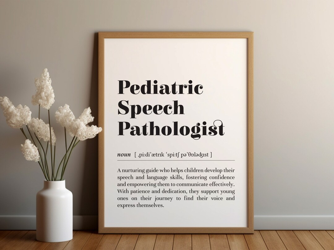 Pediatric Speech Pathologist Definition Print: Speech Therapy Office Decor / Typography Poster ...