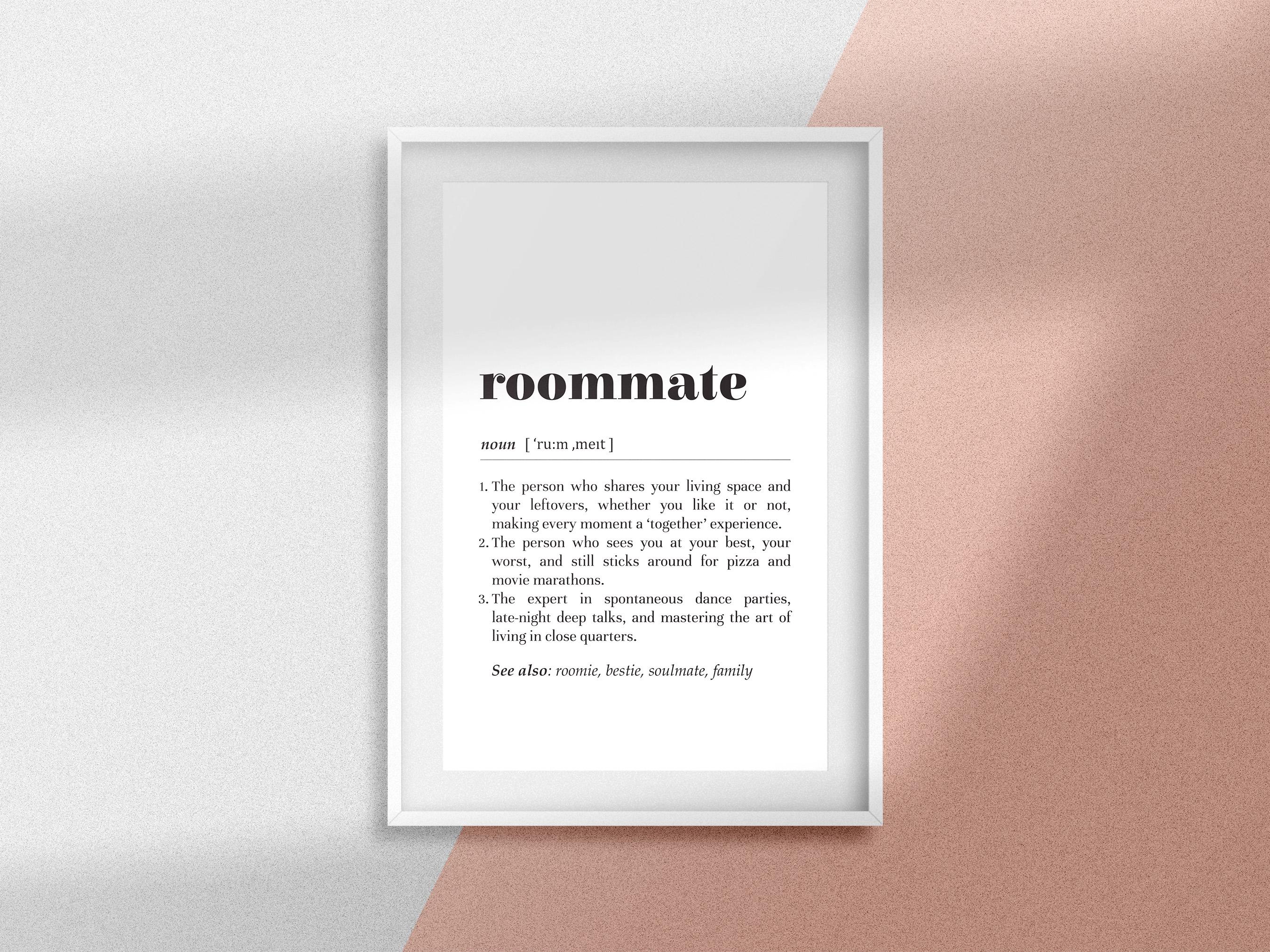 Roommate Definition Print: Minimalist Dorm Wall Art (digital Download ...