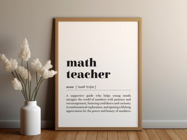 Math Teacher Definition Print/instant Download/gift for Math Teacher ...