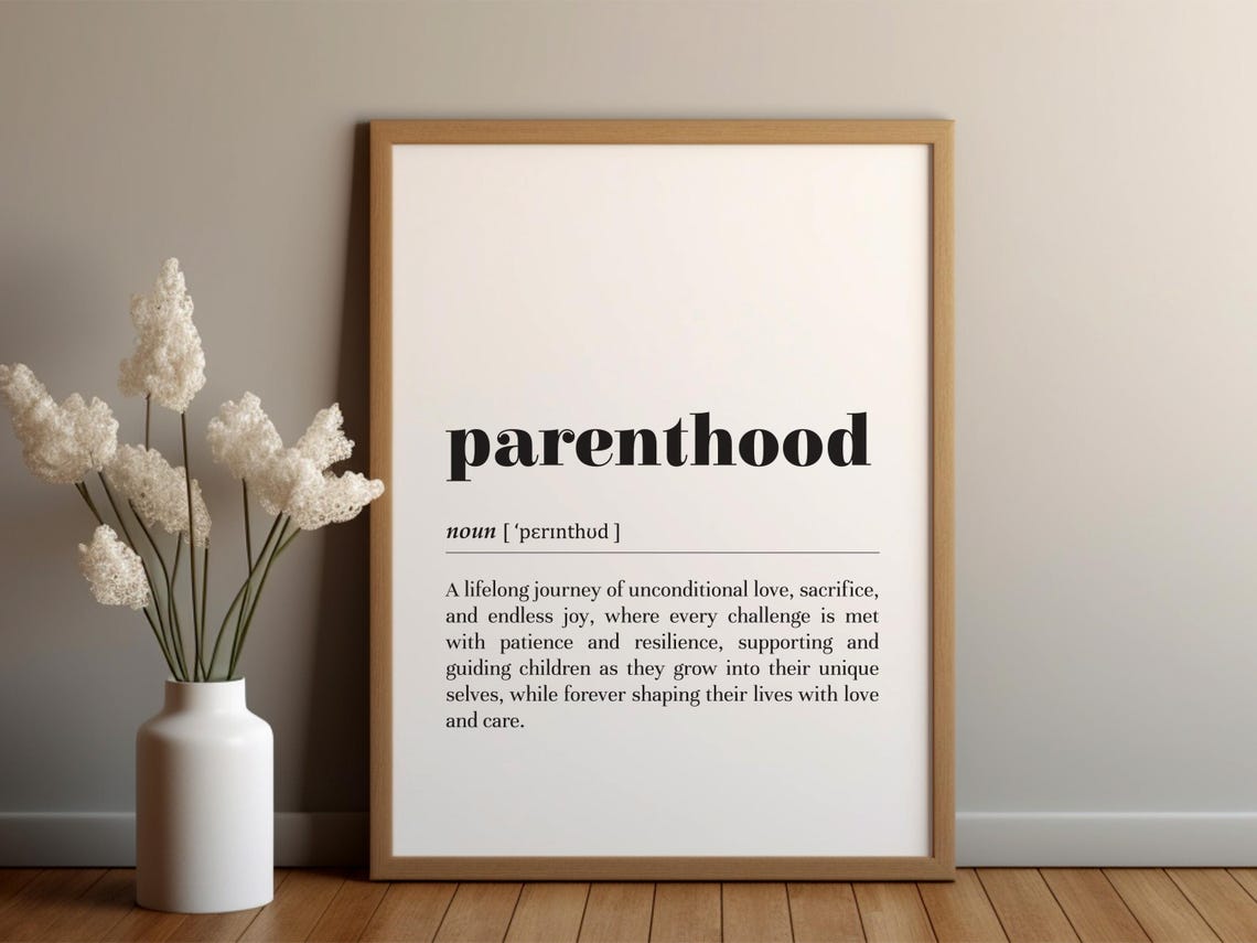 Parenthood Definition Print: Minimalist Typography Poster / Heartfelt ...