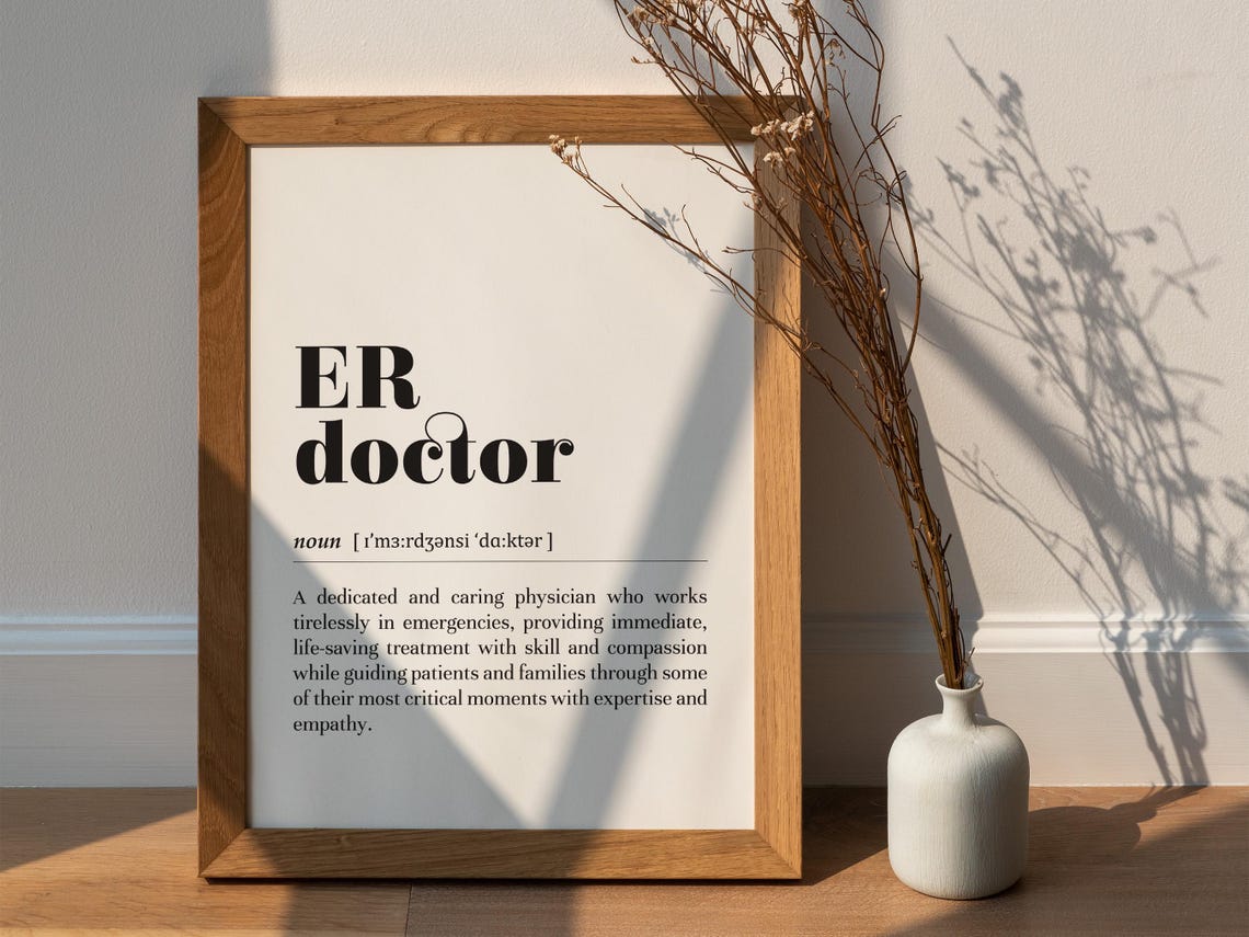 ER Doctor Definition Print: Minimalist Hospital Office Decor / ER ...