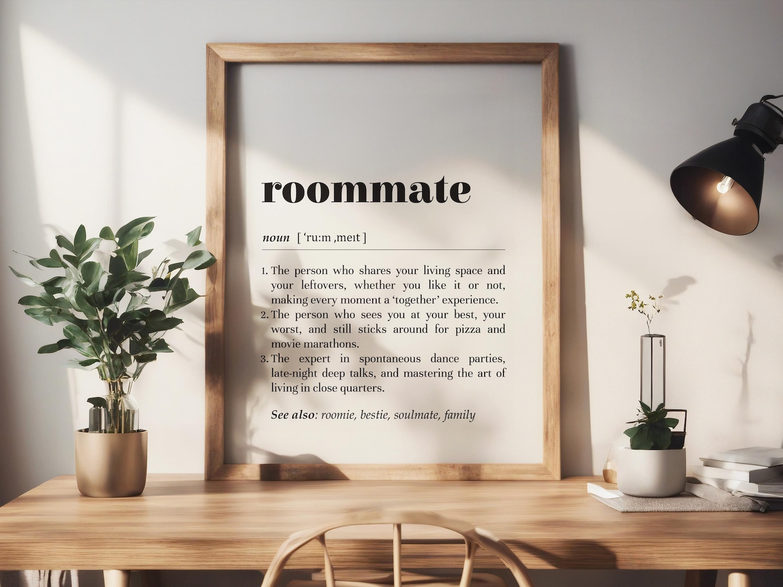 Roommate Definition Print: Minimalist Dorm Wall Art (digital Download ...