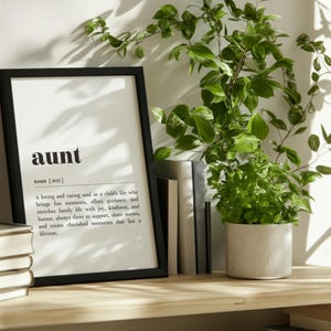 Aunt Definition Print: Minimalist Typography Poster / Heartfelt Family ...