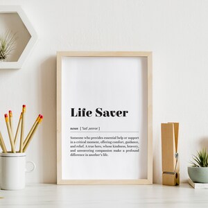 Life Saver Definition Poster Print/instant Download/thank You Gift ...