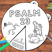 Psalm 23 Bible Coloring Wheel Craft ENGLISH Printable Bible Activity ...