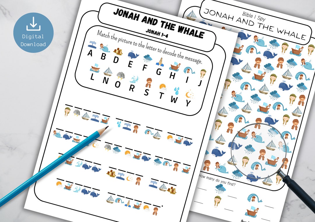 Jonah and the Whale Bible Story I Spy Page ENGLISH Activity Sheet Pack ...