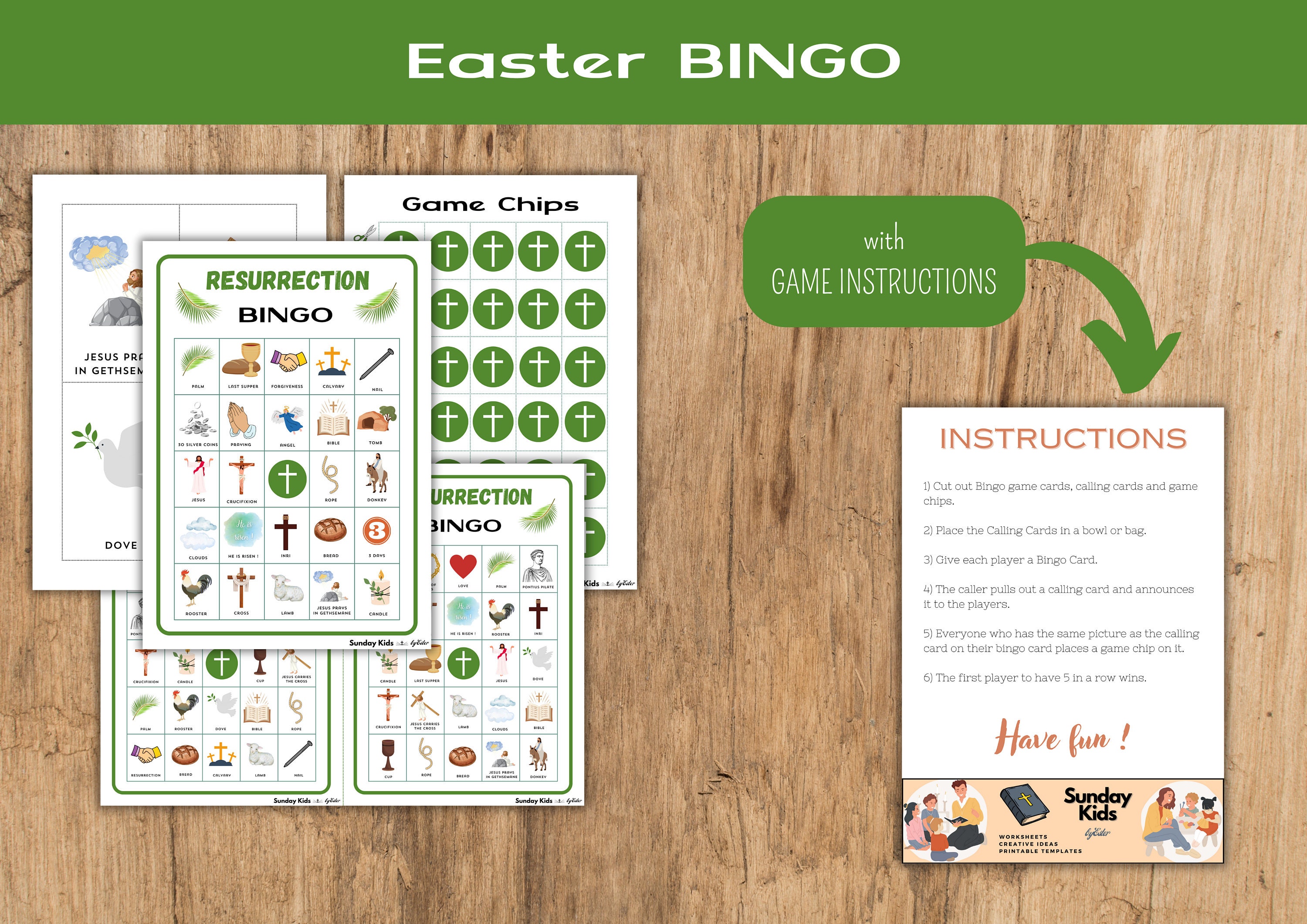 Easter Resurrection Bingo ENGLISH Bible Games Kids Bible Lesson ...