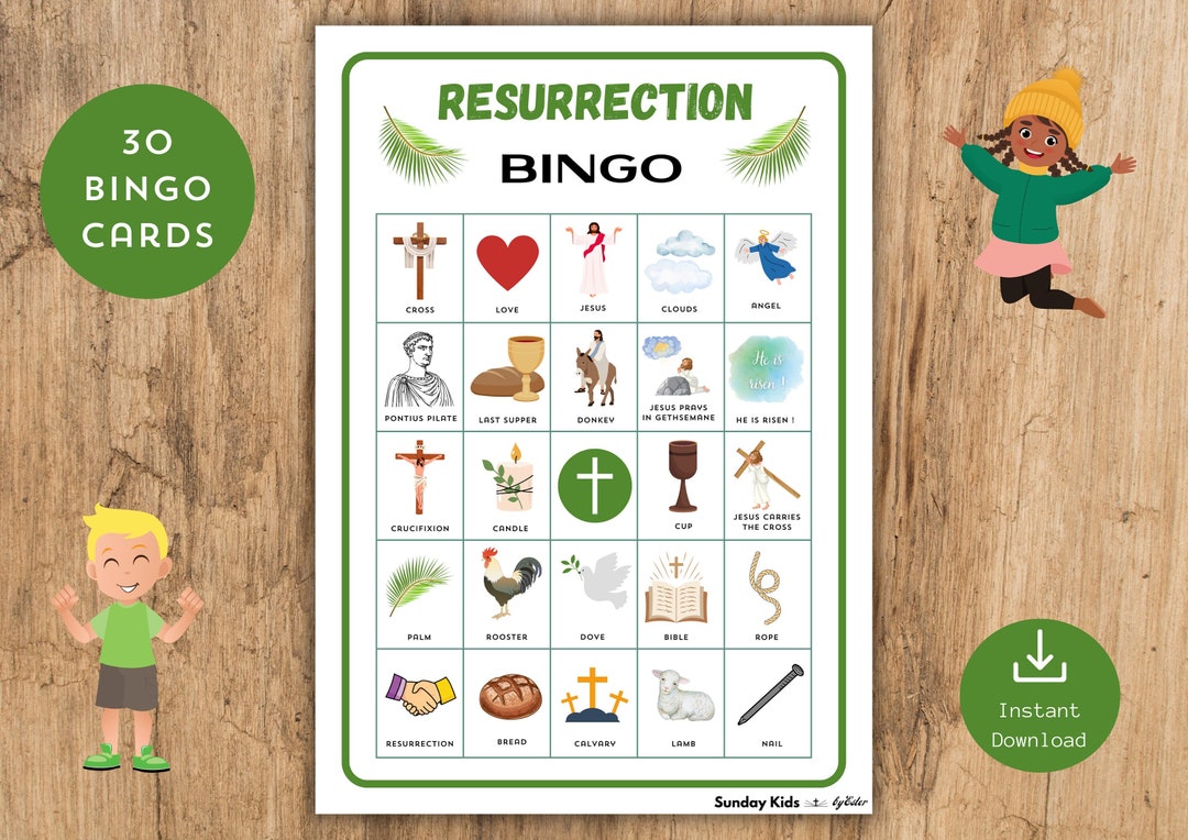 Easter Resurrection Bingo ENGLISH Bible Games Kids Bible Lesson ...