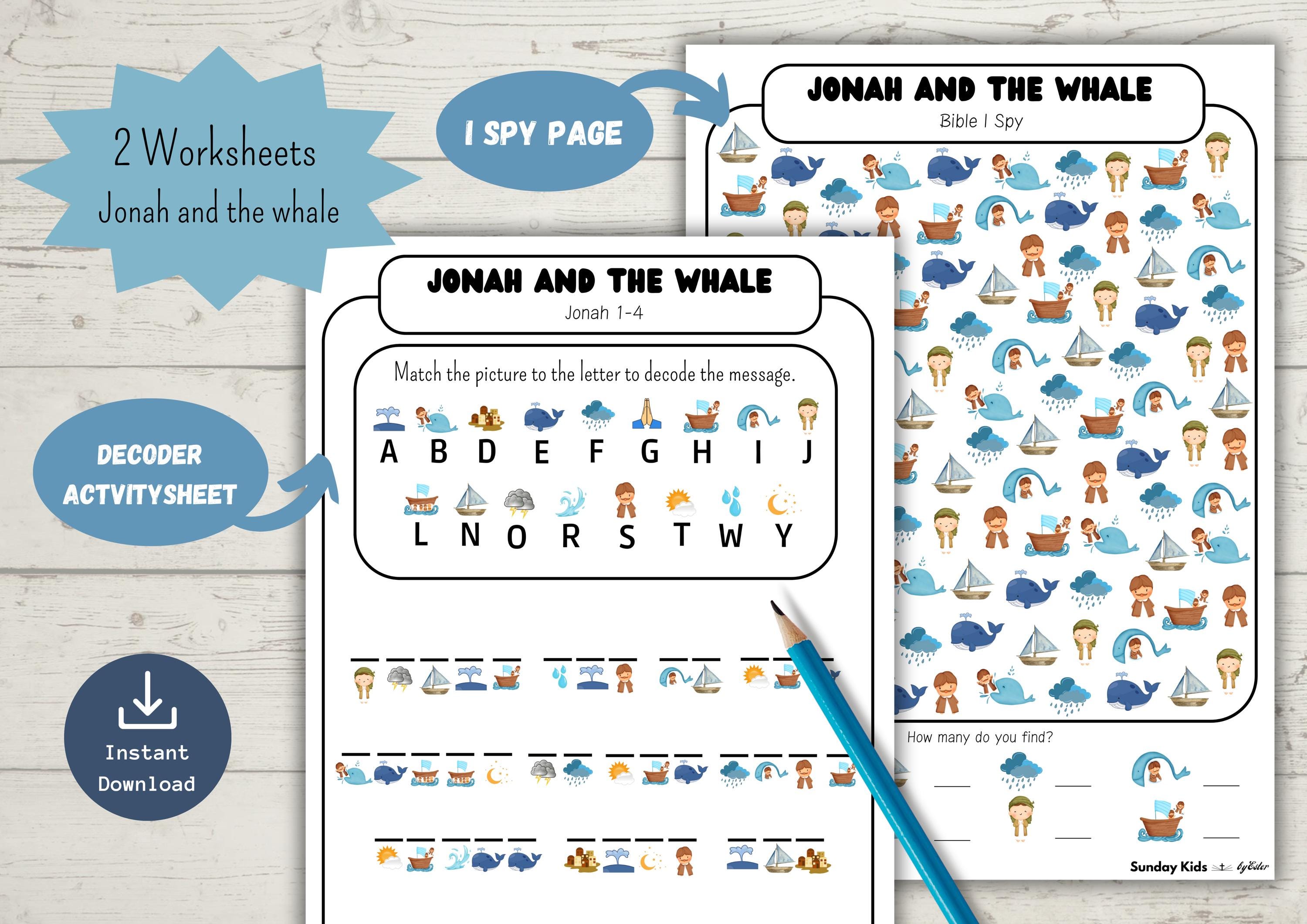 Jonah and the Whale Bible Story I Spy Page ENGLISH Activity Sheet Pack ...