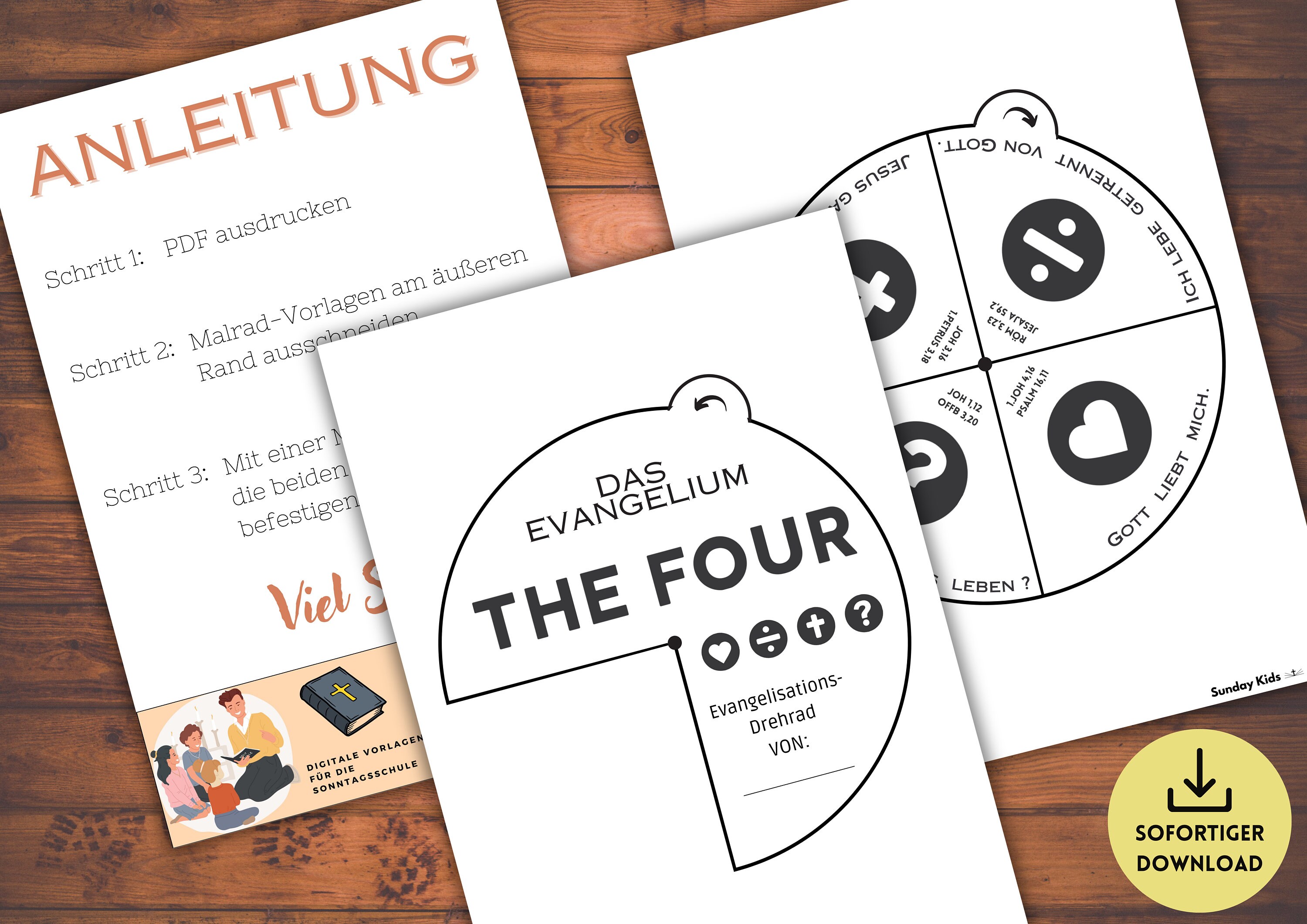 THE FOUR the Gospel Craft Template Rotary Wheel German Bible Lessons ...