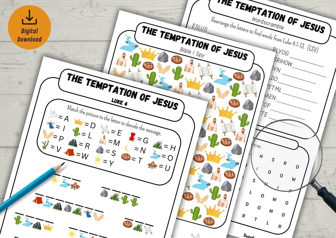 The Temptation of Jesus ENGLISH Activitysheet Pack of 3 Wordsearch ...