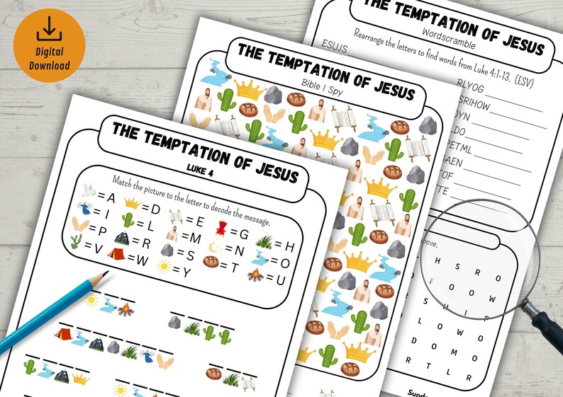 The Temptation of Jesus ENGLISH Activitysheet Pack of 3 Wordsearch ...