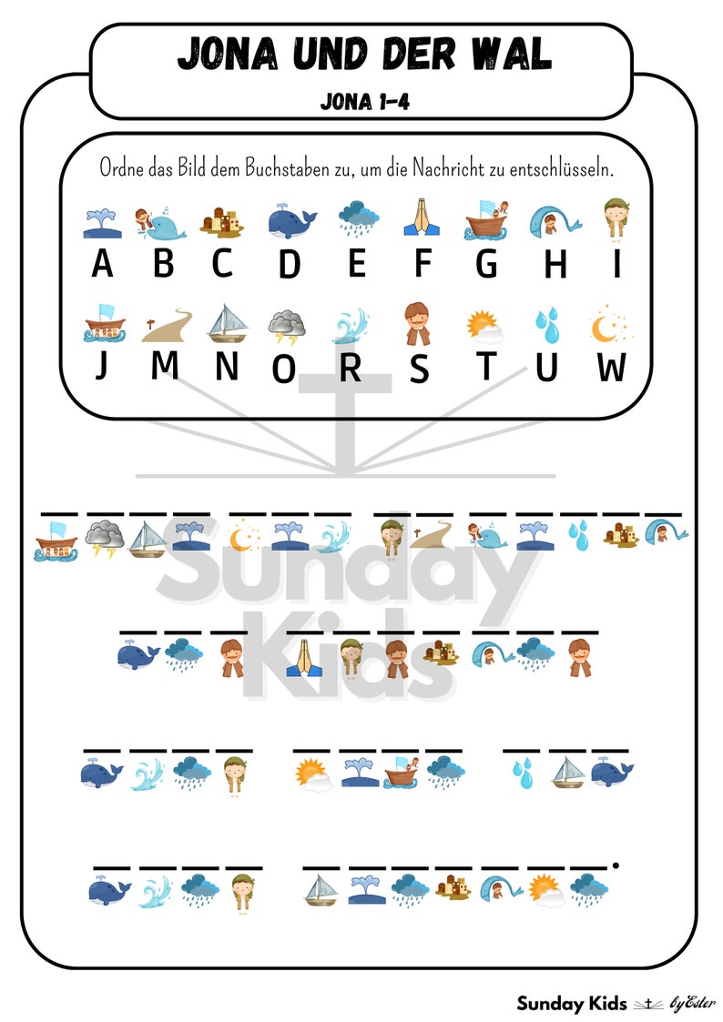 Jona und der Wal DEUTSCH Rätsel 2er Pack Bibelgeschichte Arbeitsblatt ...