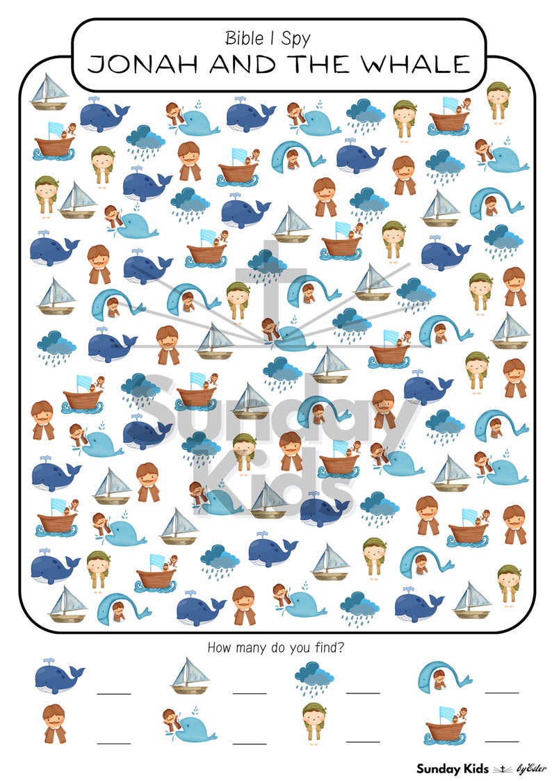Jonah and the Whale Bible Story I Spy Page ENGLISH Activity Sheet Pack ...