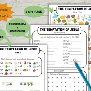 The Temptation of Jesus ENGLISH Activitysheet Pack of 3 Wordsearch ...