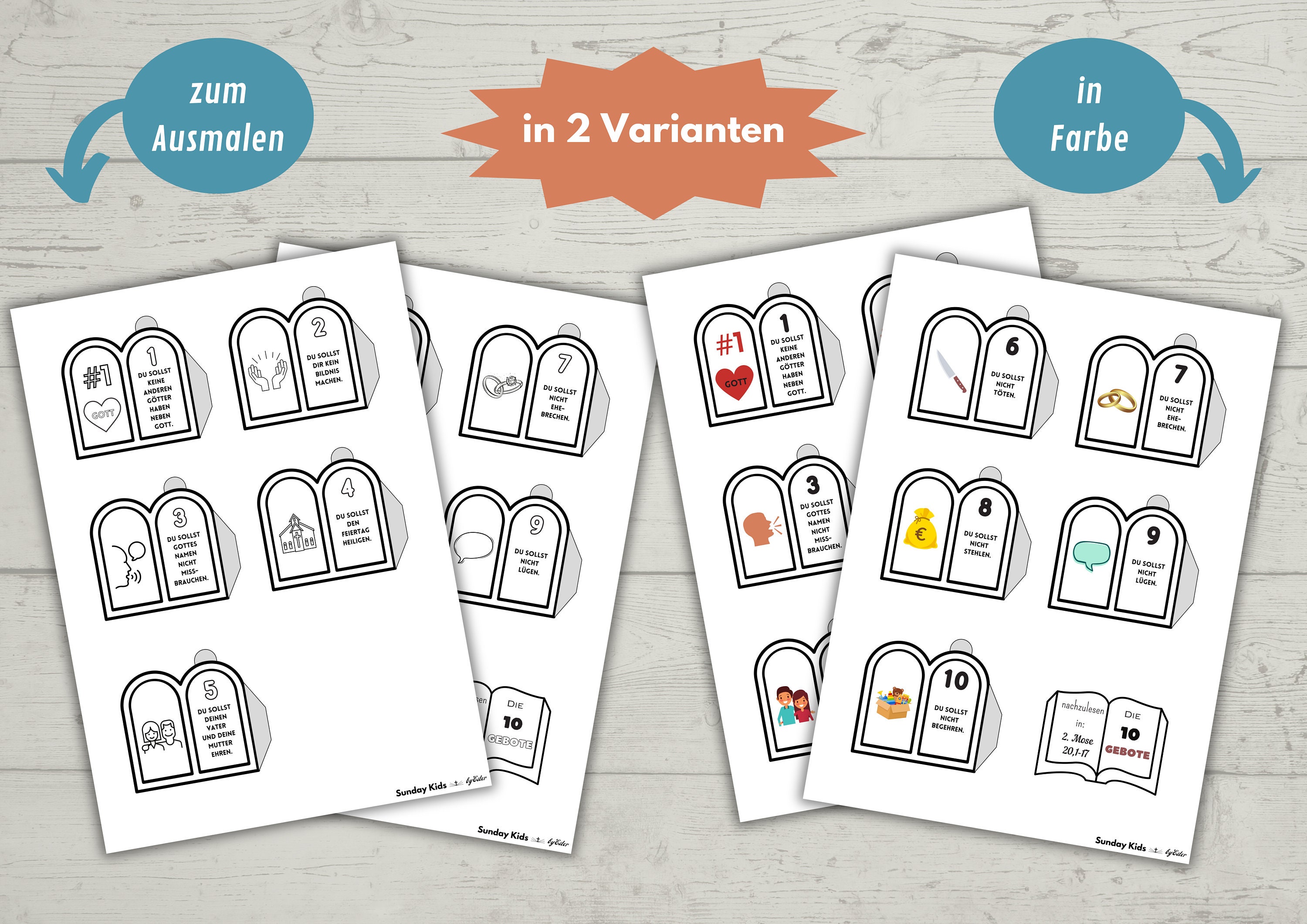 Die Zehn Gebote DEUTSCH Fingerpuppen Bastelvorlage Bibel Basteln mit ...