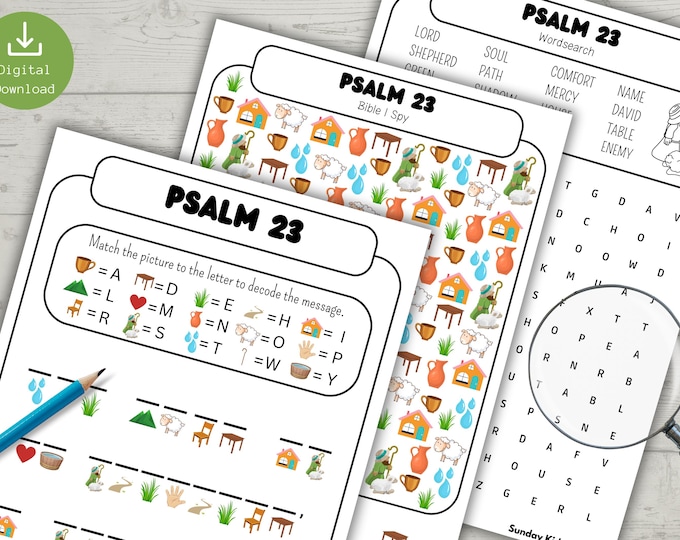 Psalm 23 Worksheet | Homeschool | Bible Lesson | Sunday School | I AM ...