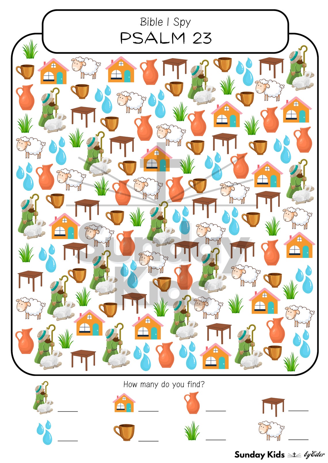 Psalm 23 Activitysheet Pack of 3 ENGLISH I Spy Page, Wordsearch Puzzle ...