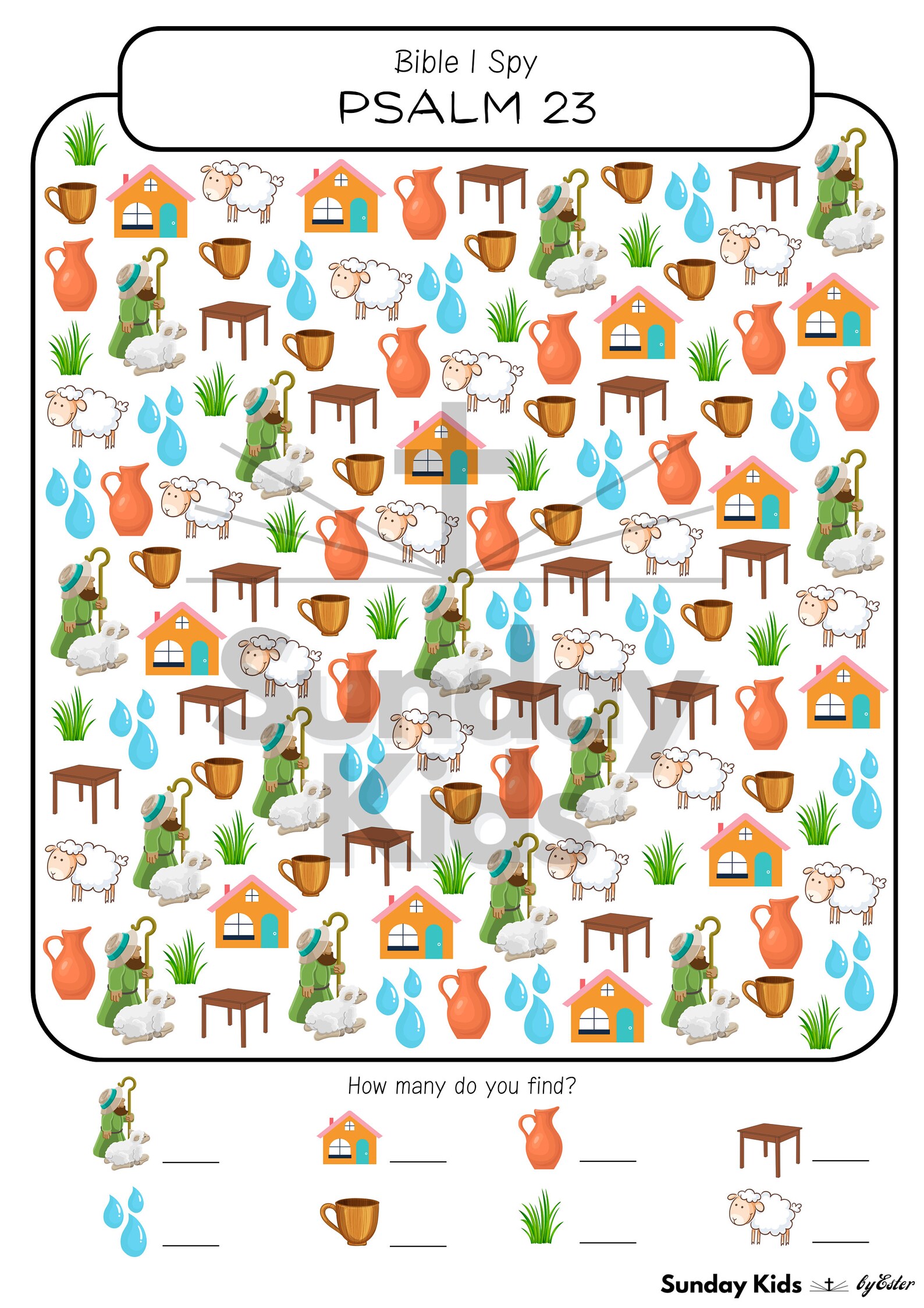 Psalm 23 Activitysheet Pack of 3 ENGLISH I Spy Page, Wordsearch Puzzle ...