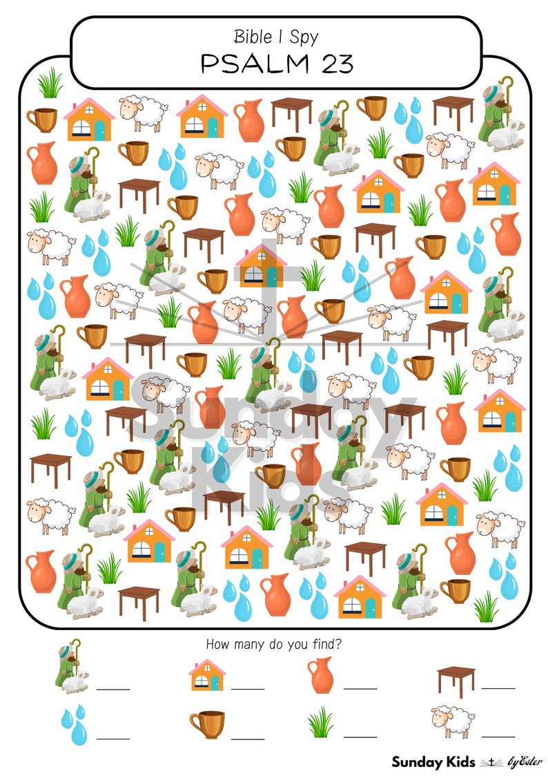 Psalm 23 Activitysheet Pack of 3 ENGLISH I Spy Page, Wordsearch Puzzle ...